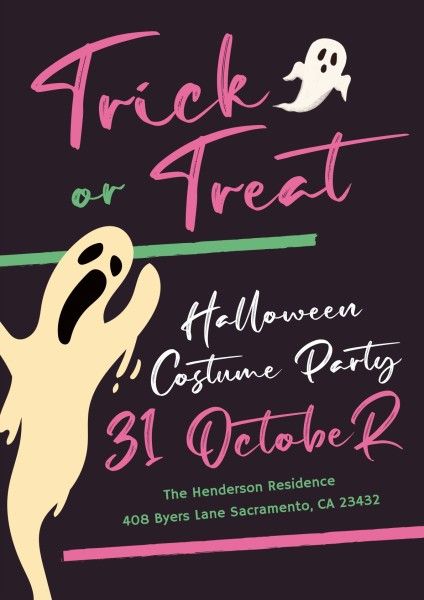 Trick Or Treat Happy Halloween Party Poster Template and Ideas for ...