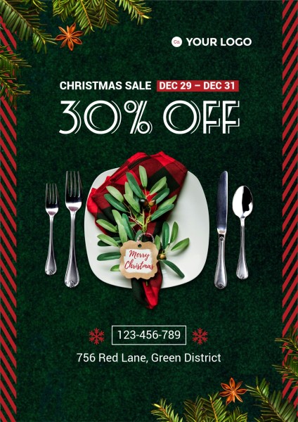 Customizable Christmas Dinner Special Offer Sale Poster Templates ...