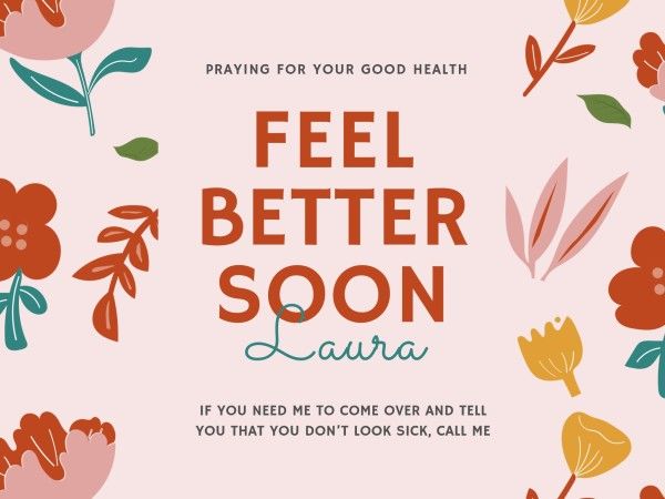 在线编辑Pink Feel Better Soon电子贺卡模板 | Fotor平面设计工具