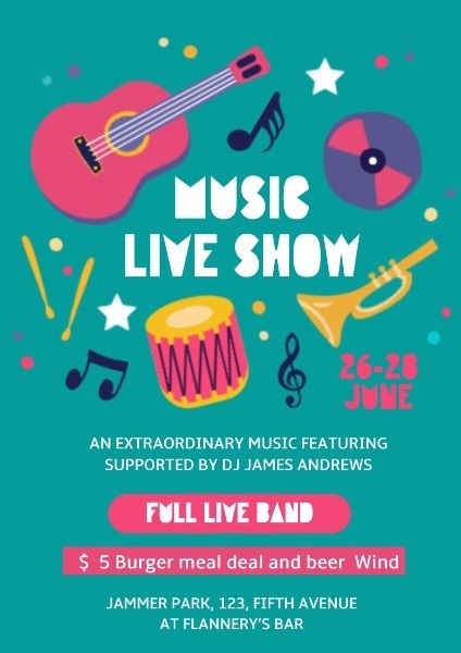 Pub Music Live Show Poster Template And Ideas For Design Fotor