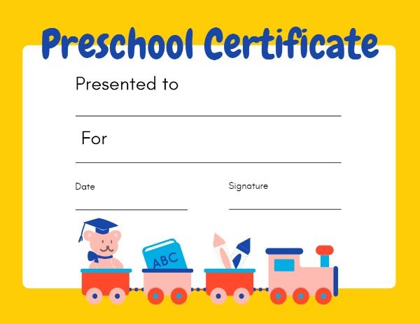 Preschool Certificate Template And Ideas For Design Fotor