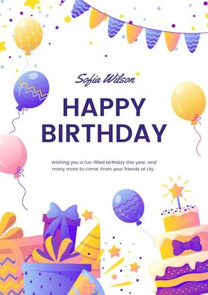 Colorful Illustration Happy Birthday Poster Template and Ideas for ...