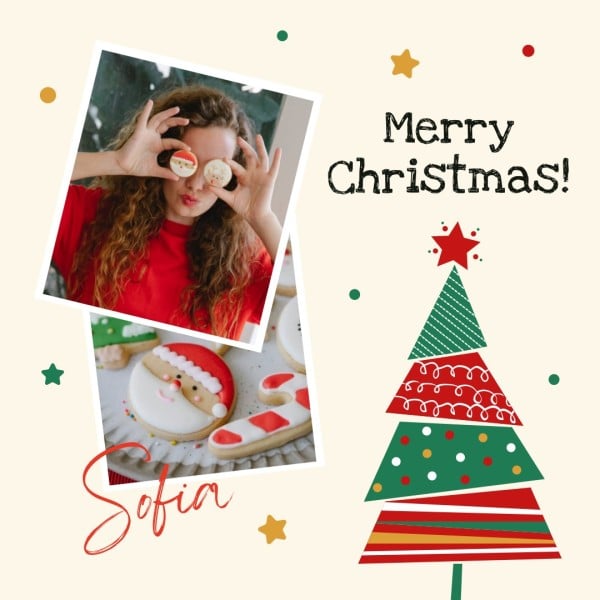 Customizable Merry Christmas Illustration Tree Collage Photo Collage ...