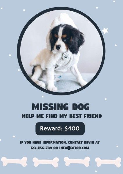 Blue Missing Dog Poster Template And Ideas For Design Fotor
